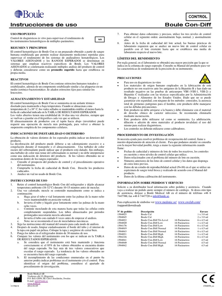 Control Hematológico Boule Con-Diff | PDF | VIH | Laboratorios