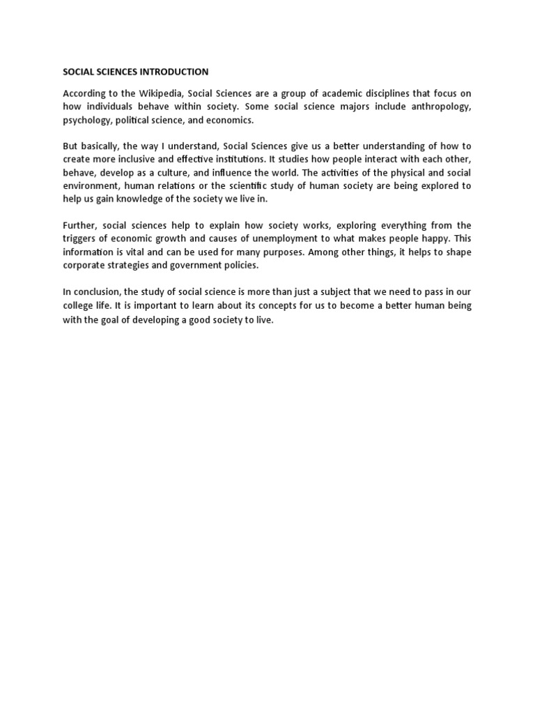 Social Science Introduction | PDF