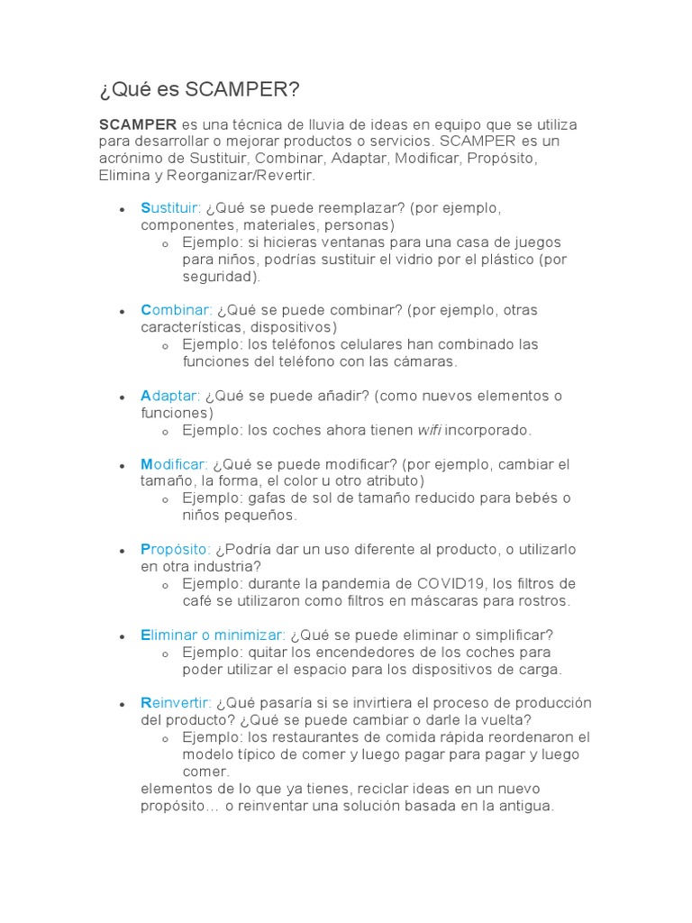Técnica SCAMPER para Innovación Empresarial | PDF