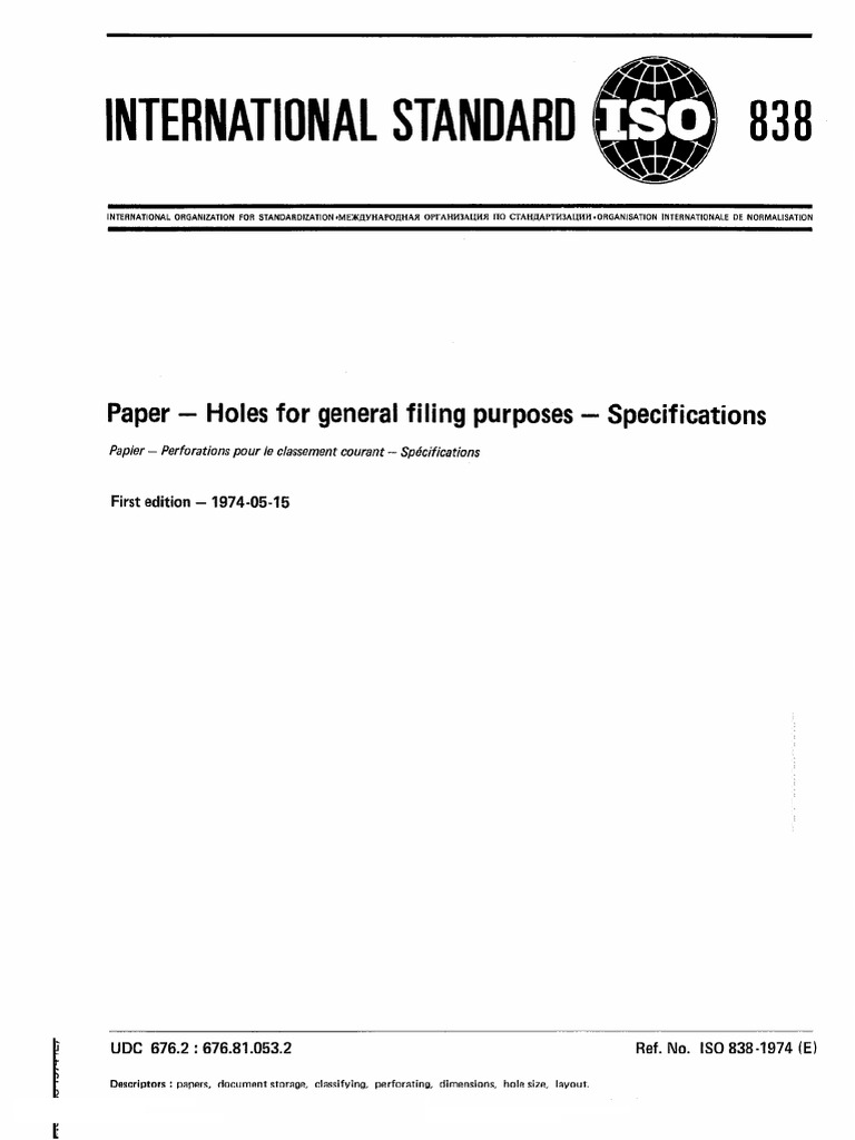 Iso 838 - 1974 | PDF | International Organization For Standardization