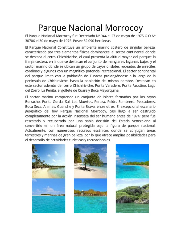Parque Nacional Morrocoy: Historia y Biodiversidad | PDF | Mangle ...