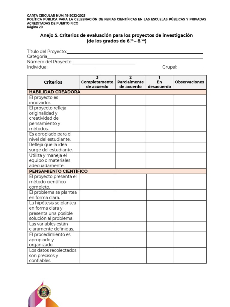 Rubrica PBL FERIA CIENTIFICA | PDF | Pensamiento | Science