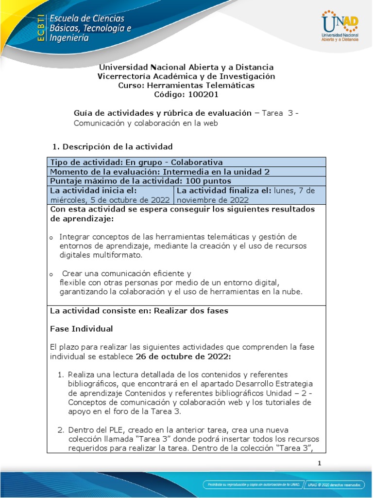 Guía de Actividades y rubrica de evaluación Unidad 2 - Tarea 3 - Comunicación y colaboración en ...