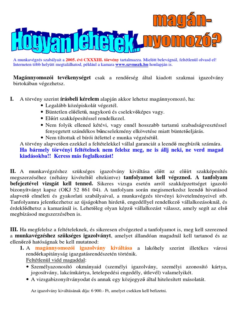 Hogyan Lehetek Magannyomozo | PDF