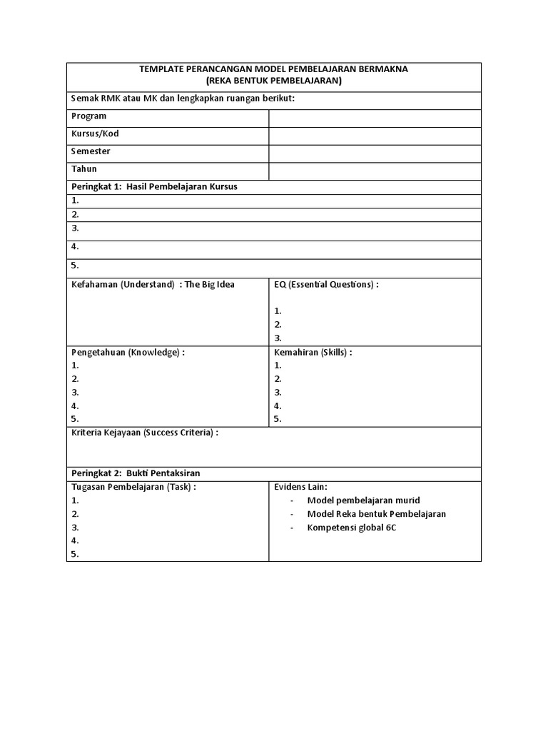 Template Merungkai MK | PDF