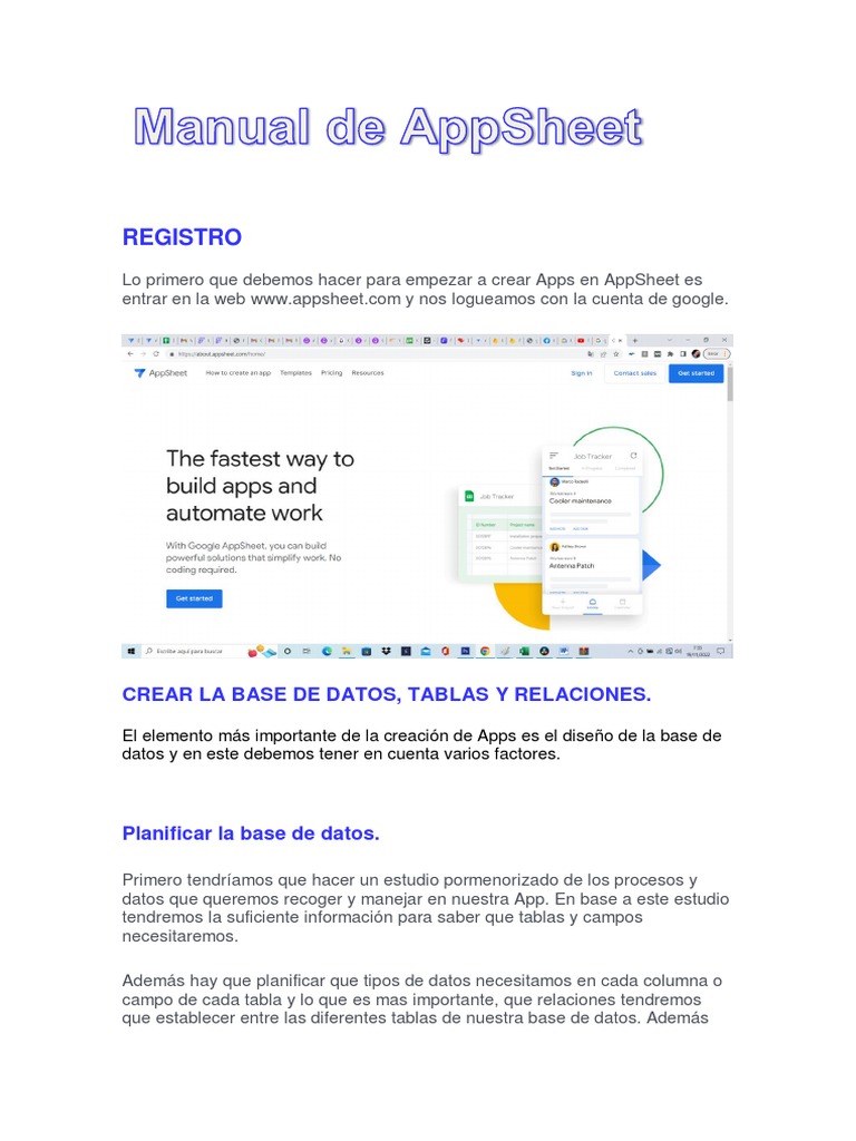 Manual AppSheet 2022 Actualizado | Descargar gratis PDF | Bases de datos | Software de la aplicacion