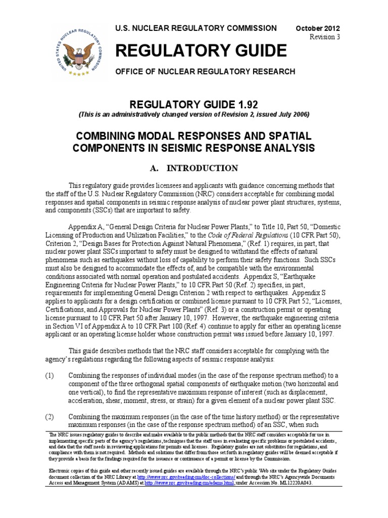 Seismic Response Analysis Guidance | PDF | Nuclear Regulatory ...