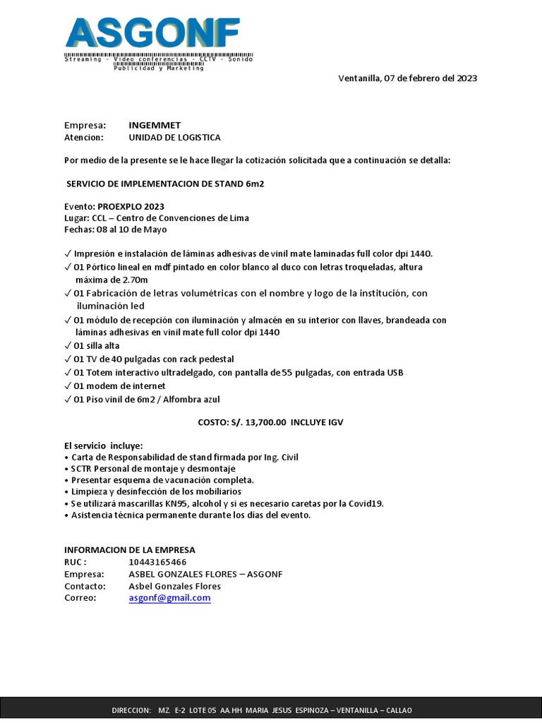 Ppto Proexplo-ASGONF | PDF | Negocios