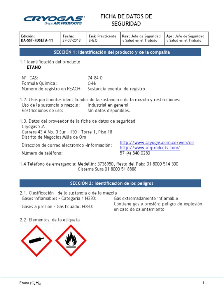 Etano Hds Del Etano | PDF | Química | Ciencias fisicas
