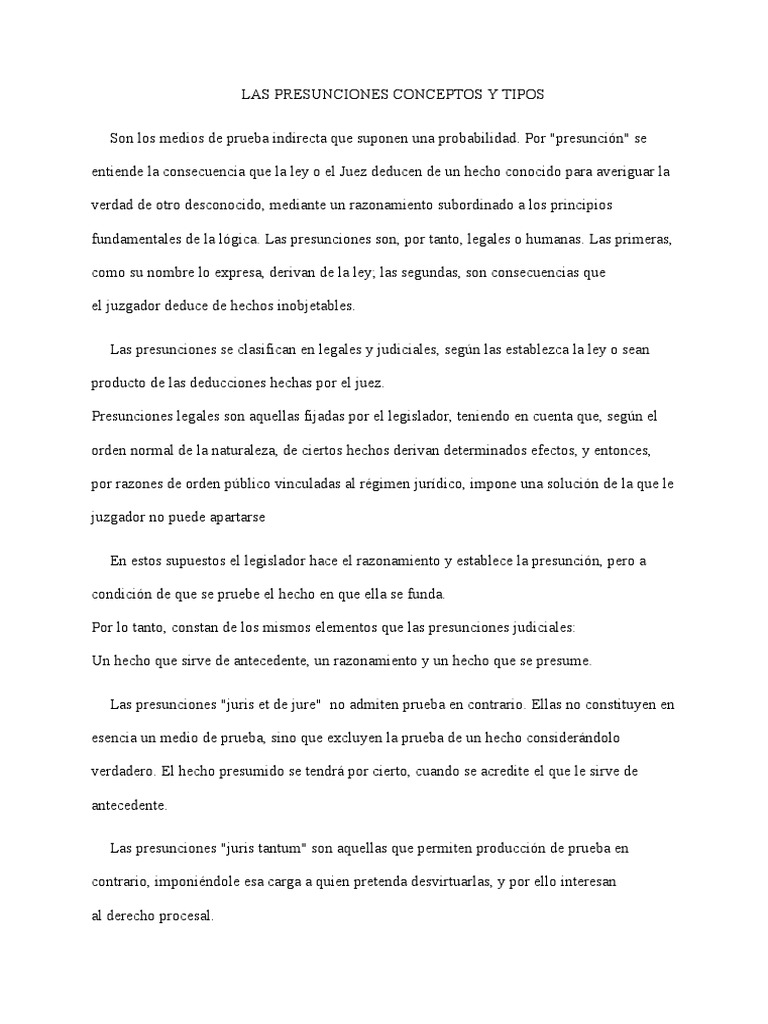 Las Presunciones Conceptos y Tipos | PDF