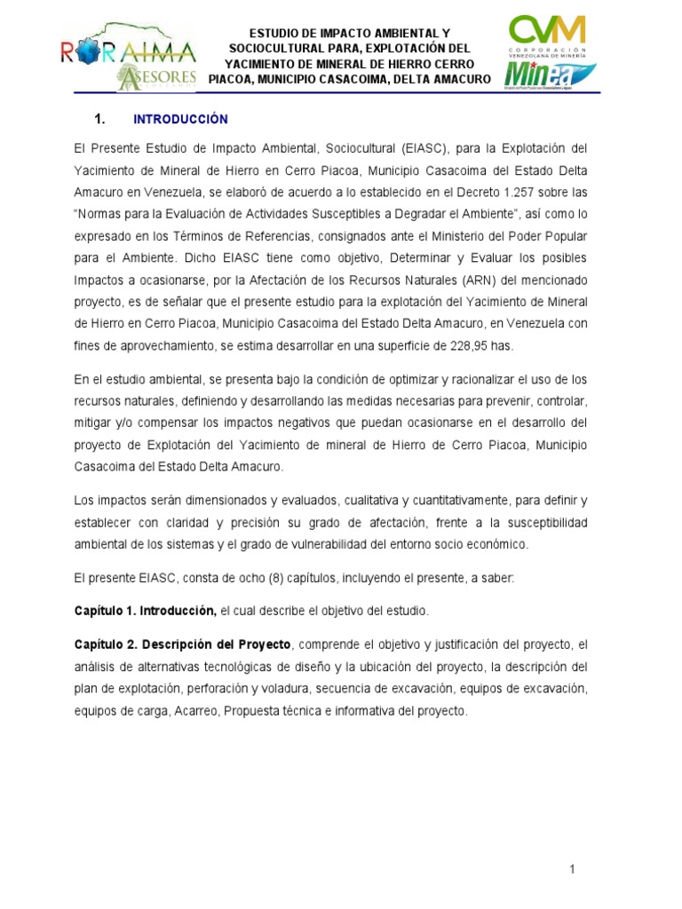 Impacto Ambiental en Cerro Piacoa | PDF | Minería | Mineral