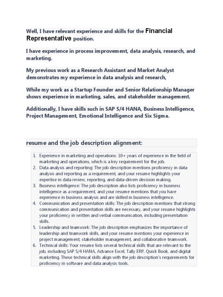 Resume and Job Description Alignment With Introduction | PDF