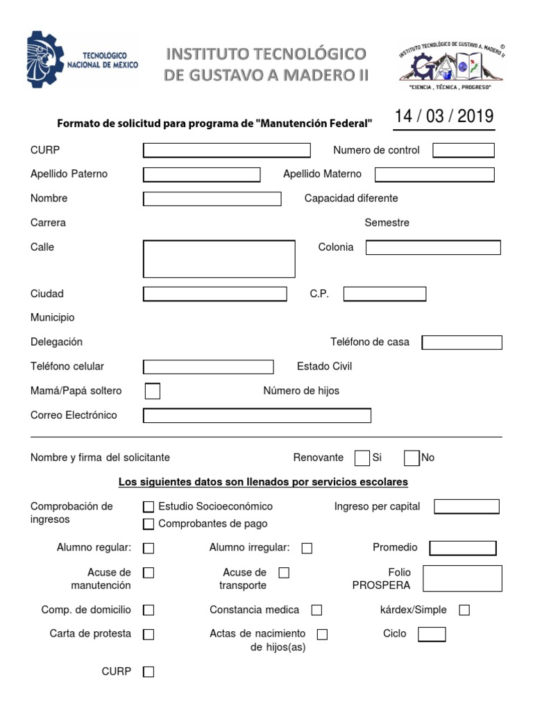 Formato Manutencion ITGAM II Formulario Federal | PDF