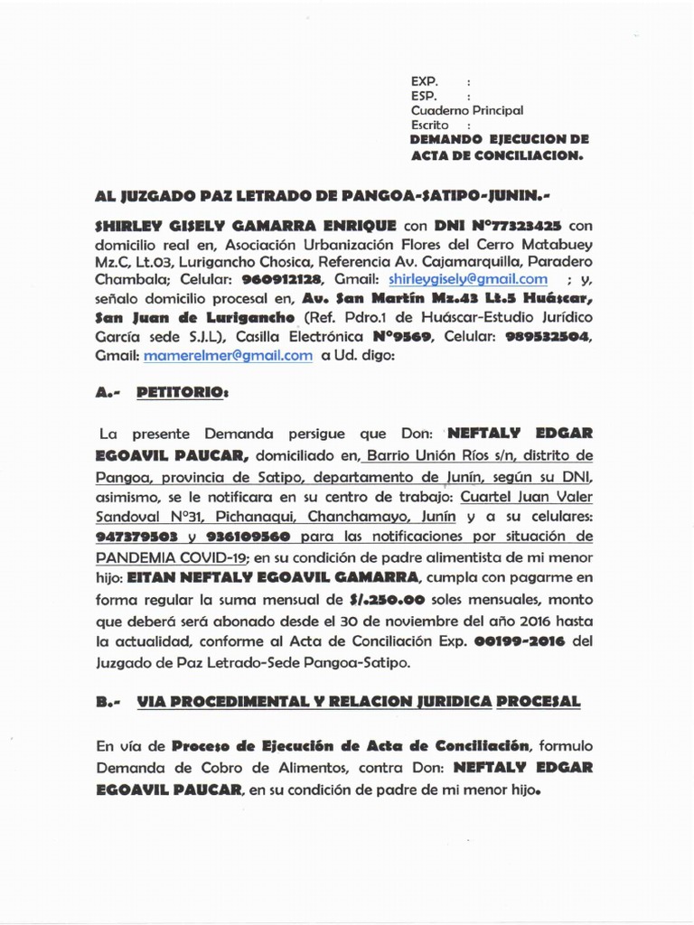 SHIRLE-DemANDA Ejec Acta Conciliacion20211012 - 16223153 - 0001 | PDF