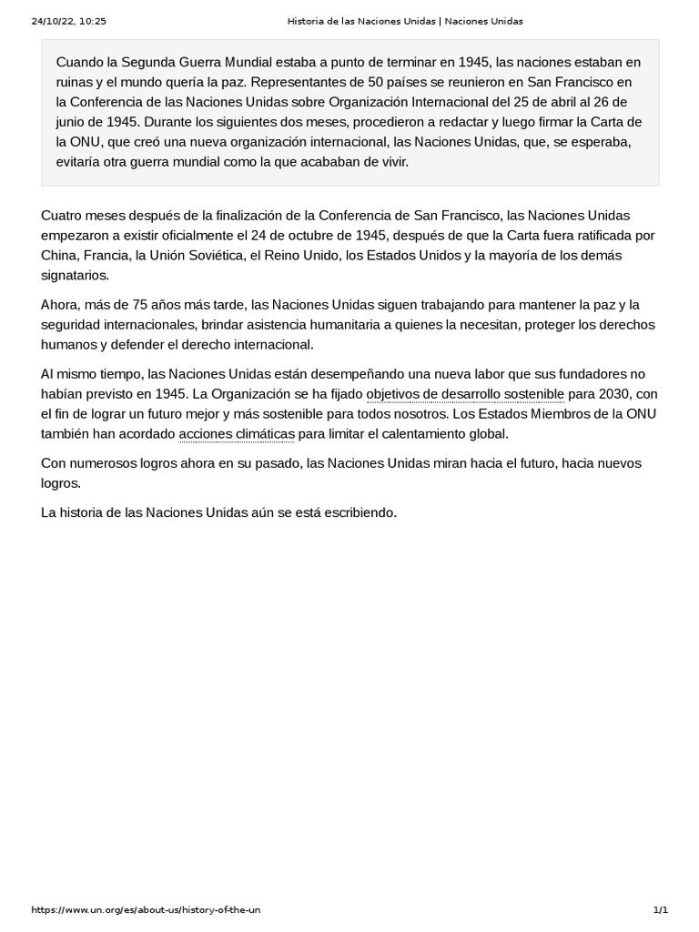 Historia de Las Naciones Unidas - Naciones Unidas | PDF