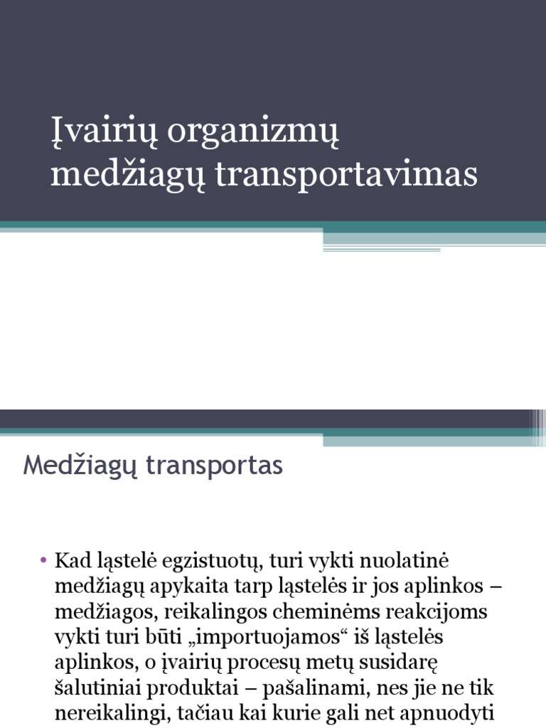 Ivairiu Organizmu Medziagu Transportavimas | PDF