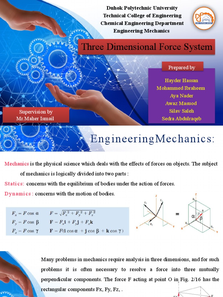 Three Dimensional Force System (Engineering Mechanics) | PDF