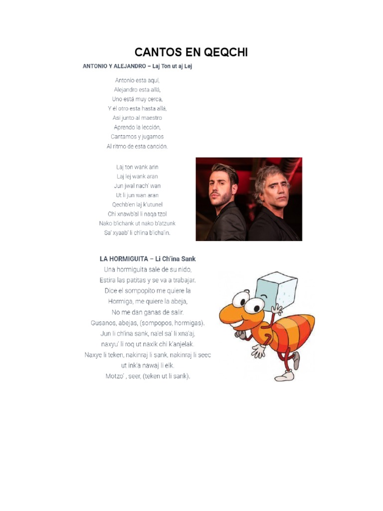 Cantos, Fabulas, en Qeqchi | PDF