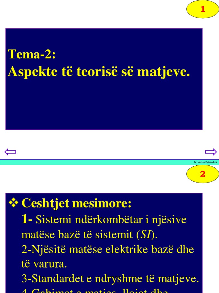 Leksioni 2 Aspekte Te Teorise Se Matjeve | PDF