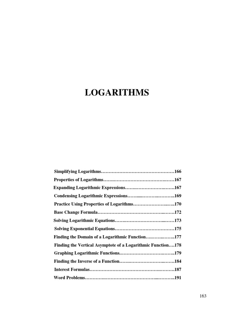 9 Logarithms | Download Free PDF | Logarithm | Exponentiation