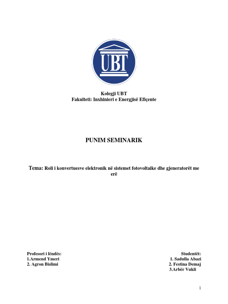 Roli I Konvertuesve Elektronik Në Sistemet Fotovoltaike Dhe ...