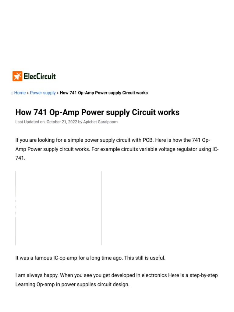 How 741 Op-Amp Power Supply Circuit | PDF | Operational Amplifier | Amplifier