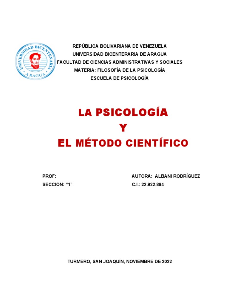 La Psicología Y El Método Científico Pdf Sicología Método Científico