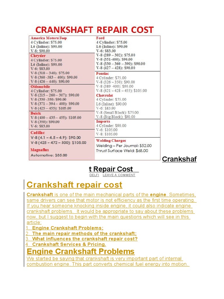 Crankshaft Repair | Download Free PDF | Engines | Bearing (Mechanical)
