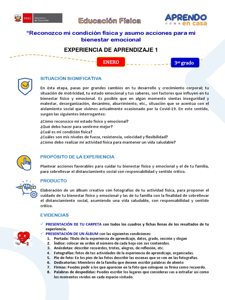 Carpeta - Experiencia de Aprendizaje 1 - e Fisica | PDF | Bienestar | Las emociones