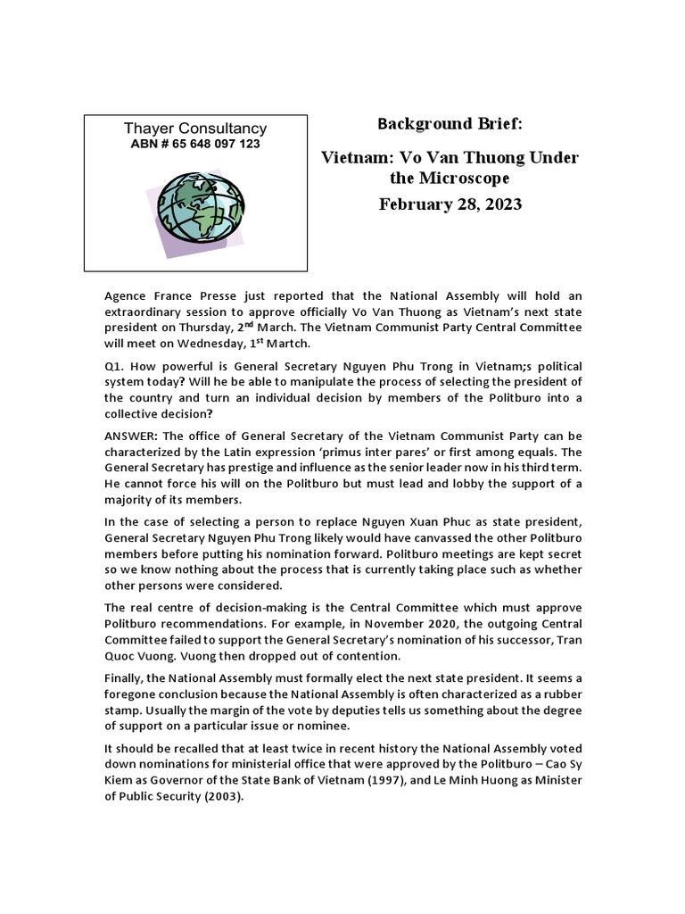 Vo Van Thuong's Rise in Vietnam Politics | PDF | Communist States | Vietnam