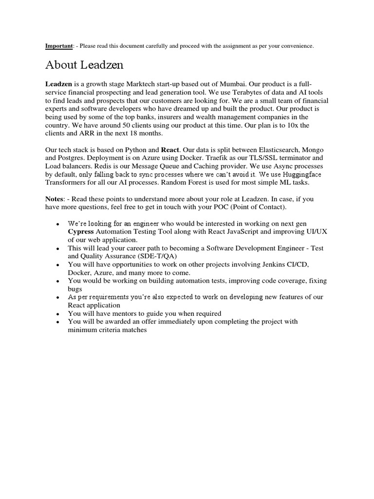 Leadzen React + Js Assignment | PDF | Java Script | Information ... Leadzen React + Js Assignment | PDF | Java Script | Information ...
