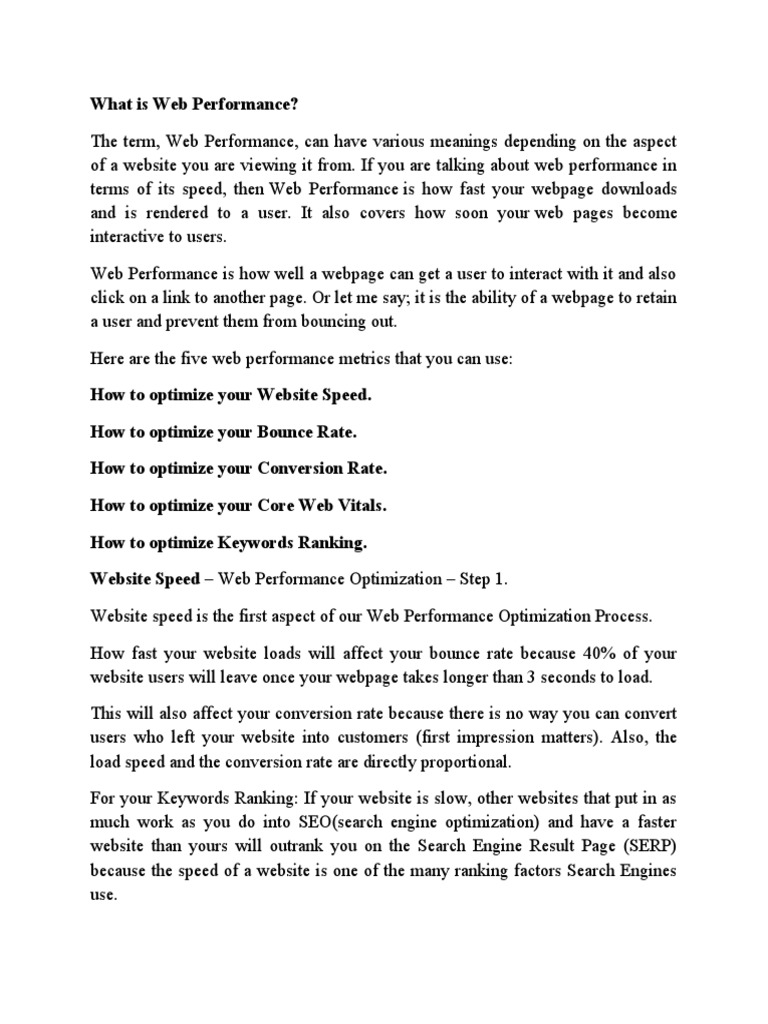 Introduction To Web Performance Optimization Pdf Search Engine Optimization Websites 