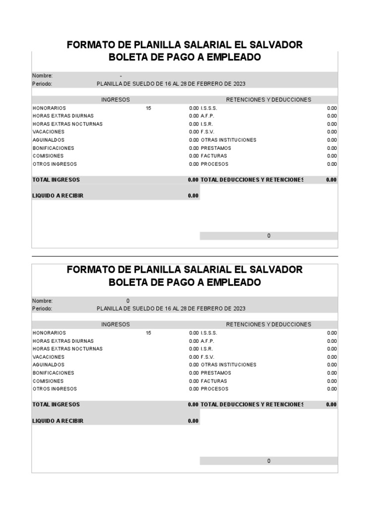 Ejemplo De Boleta De Pago