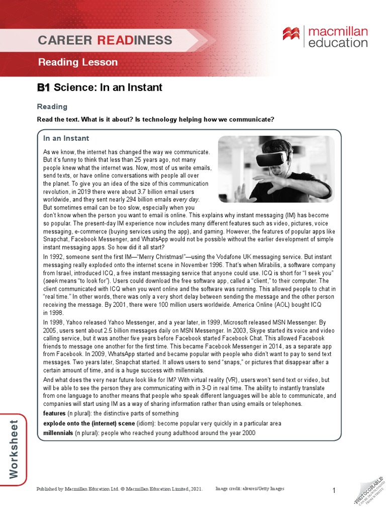 b1 Science Worksheet Student | PDF | Instant Messaging | Information Technology