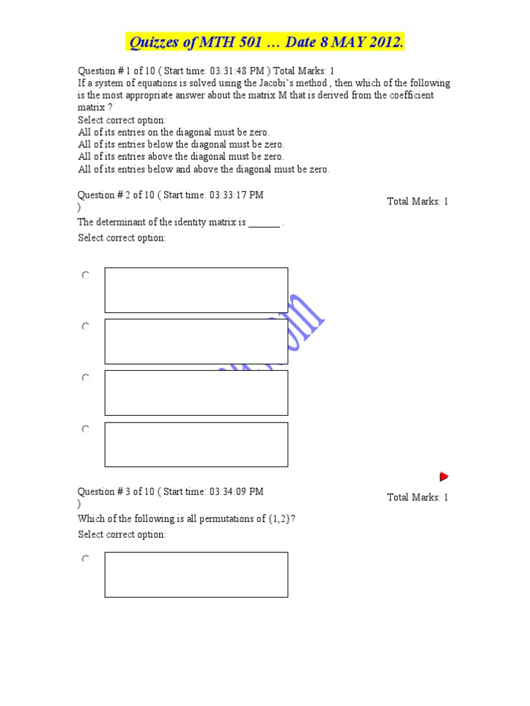 MTH 501 | PDF | Matrix (Mathematics) | Determinant