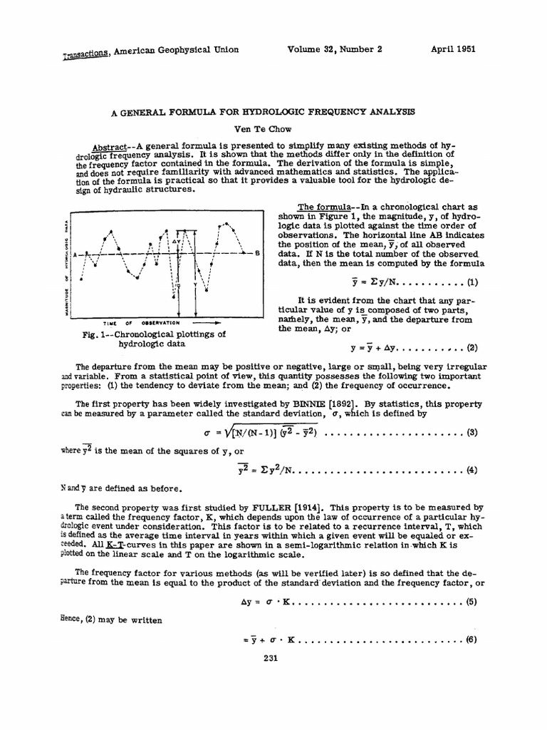 A General Formula For Hydrologic Frecuency Analysis - Chow - 1951 | PDF ...