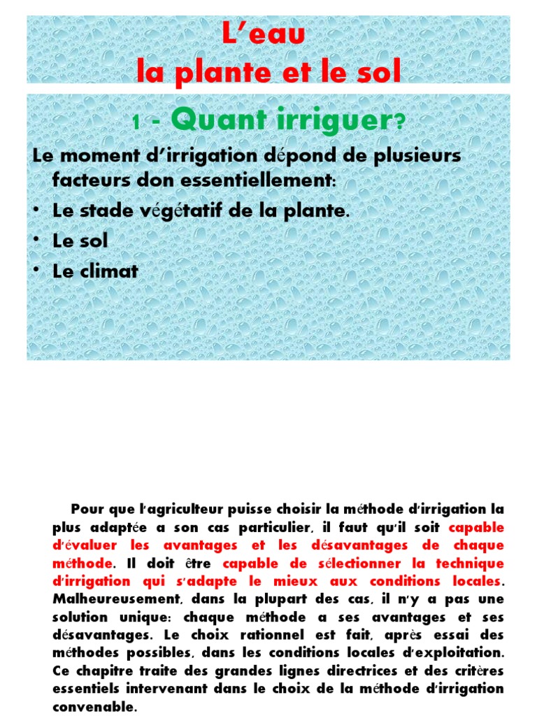 Guide de Fertigation et Irrigation | PDF | Irrigation | Évapotranspiration