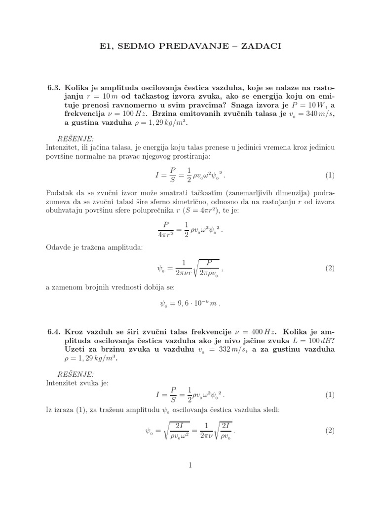 E1 - Zadaci Sa Predavanja - 07 | PDF