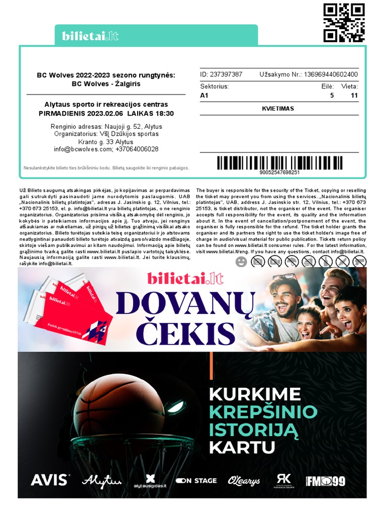 BC Wolves - Žalgiris 2 | PDF