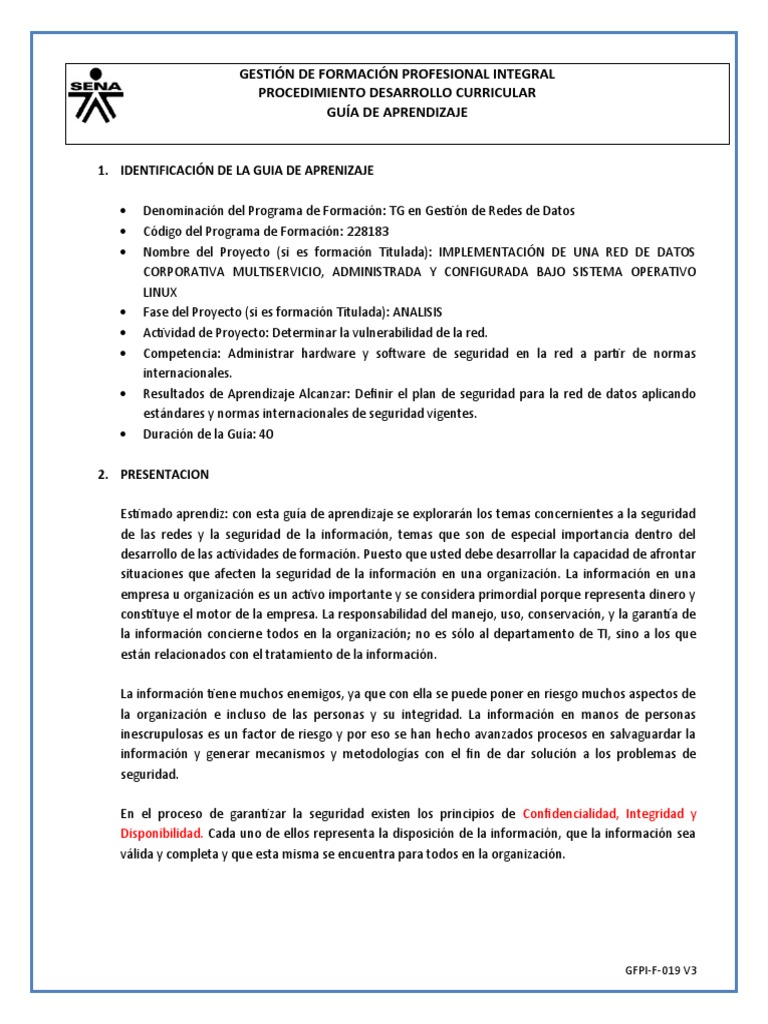 GFPI-F-019 Guia de Aprendizaje CONPES 3701 3854 | PDF | La seguridad informática | Seguridad