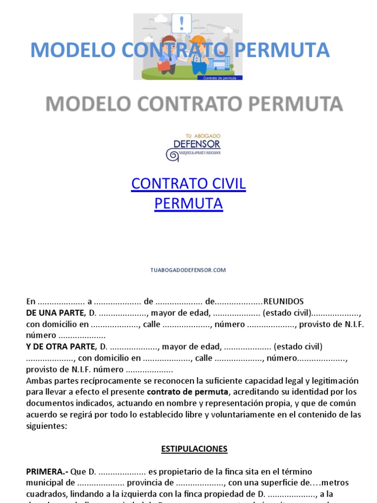 Modelo Contrato Permuta 2017 PP | PDF | Ley común | Justicia