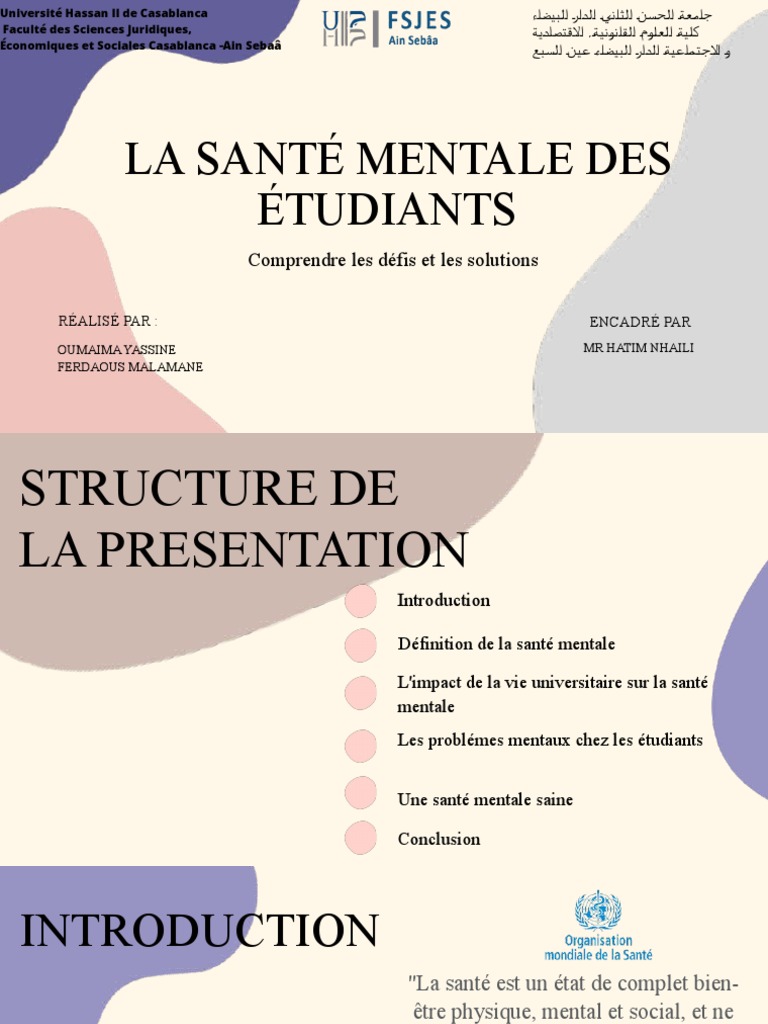 La Santé Mentale Présentation | PDF | Trouble mental | Santé mentale
