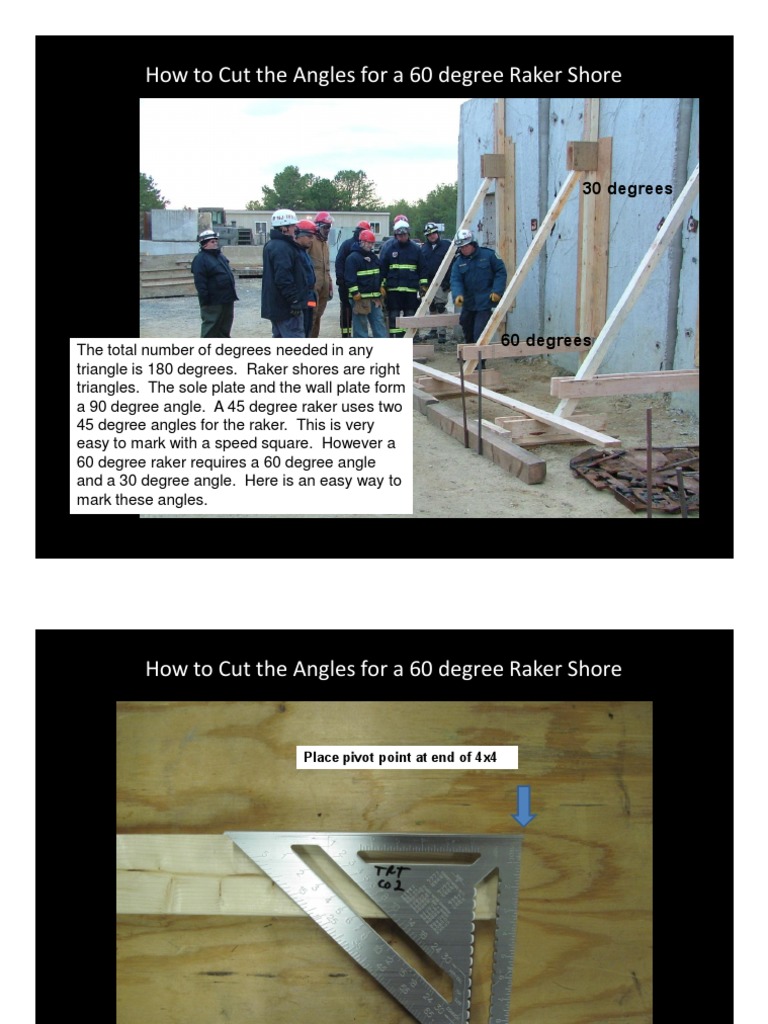Marking Angles for a 60 Degree Raker Shore Using a Speed Square | PDF