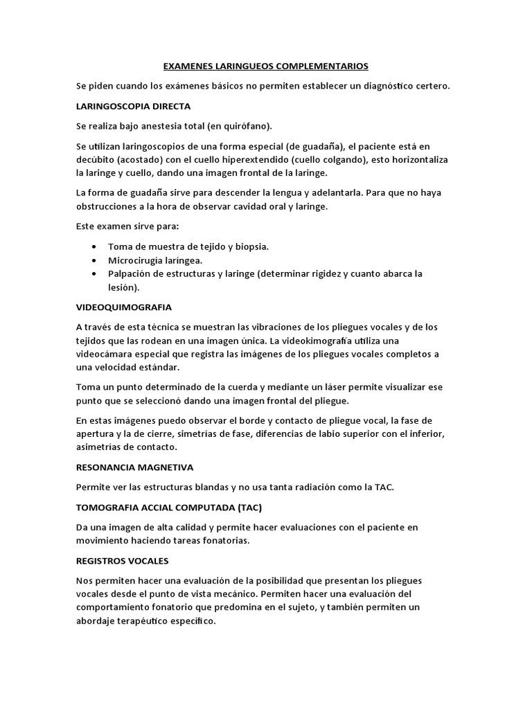 Exámenes Complementarios en Laringología | PDF | Sonido | Patología