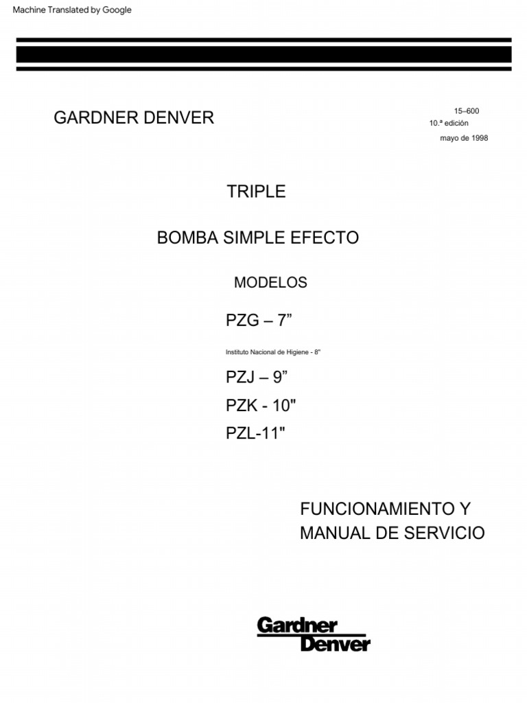 PZ 7 A 11 Service Manual PDF Español | PDF | Bomba | Presión