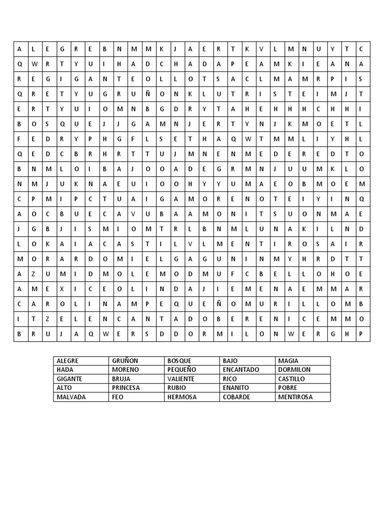 Sopa de Letras Cuento | PDF