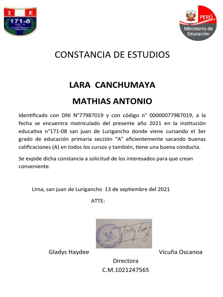 Constancia de Estudios | PDF