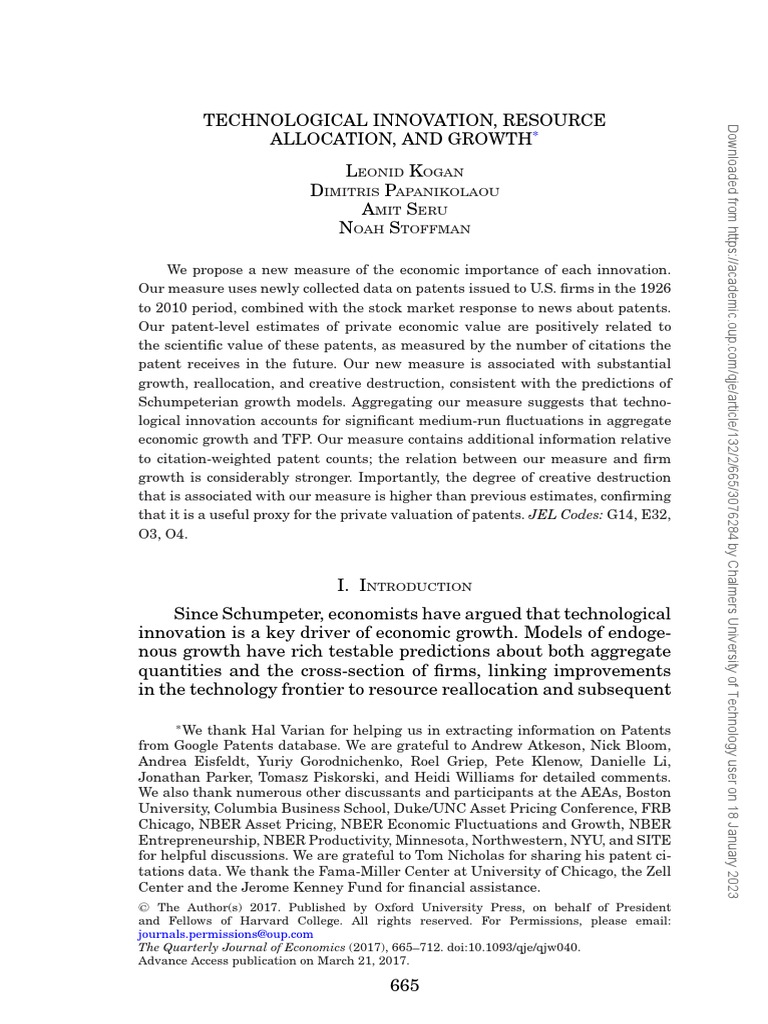 Economic Value of Technological Innovation | PDF | Economic Growth | Innovation