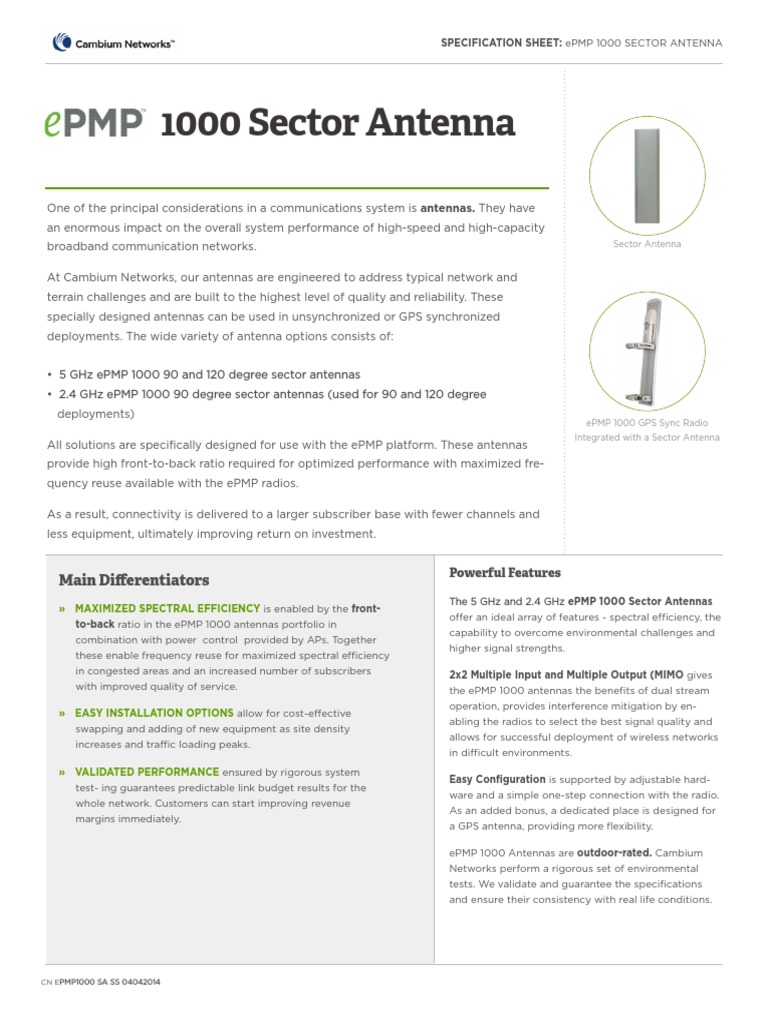 ePMP 1000 Sector Antenna Guide | PDF | Antenna (Radio) | Mimo