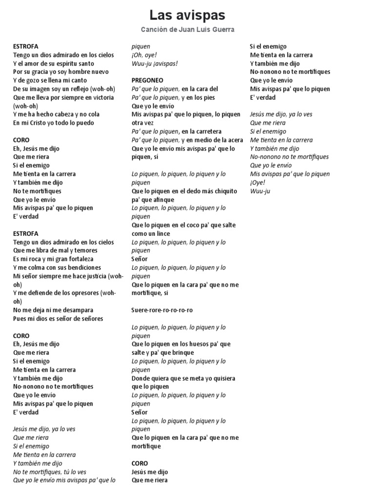 Las Avispas Letra | PDF